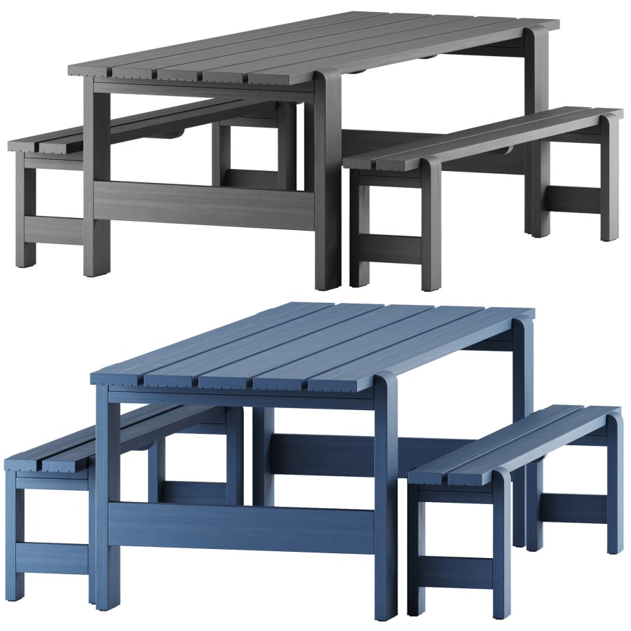 Weekday Table L230 And Bench L190 By Hay 3D Model for Corona | CGMood