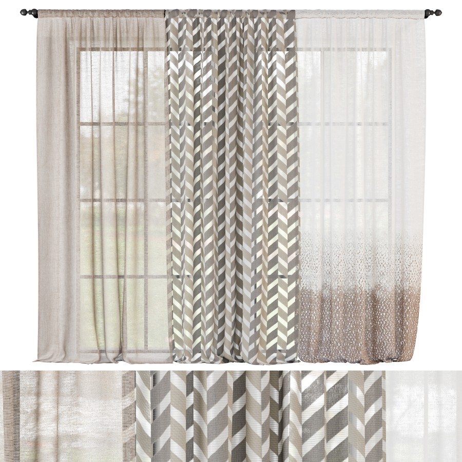 Set Of Sheer Curtains 3D Model for Corona | CGMood