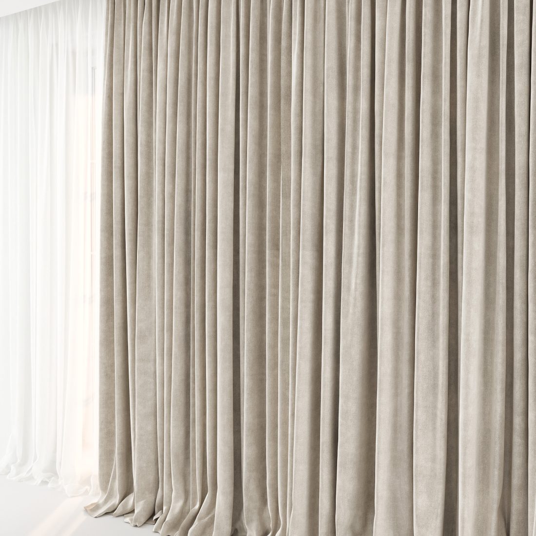 Curtains Long Set 01 - 3D Model for VRay, Corona