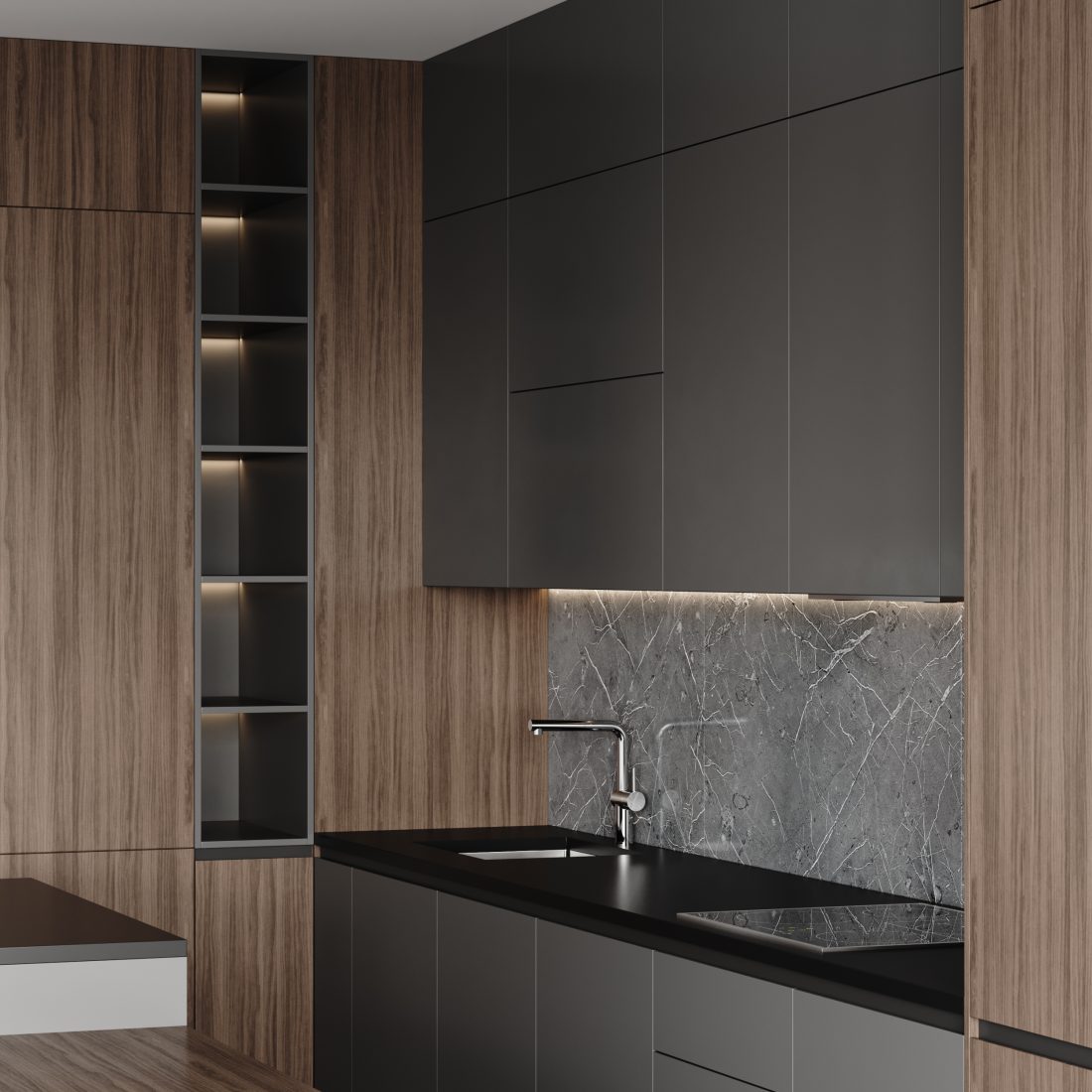 Kitchen Modern-018 3D Model for VRay, Corona | CGMood