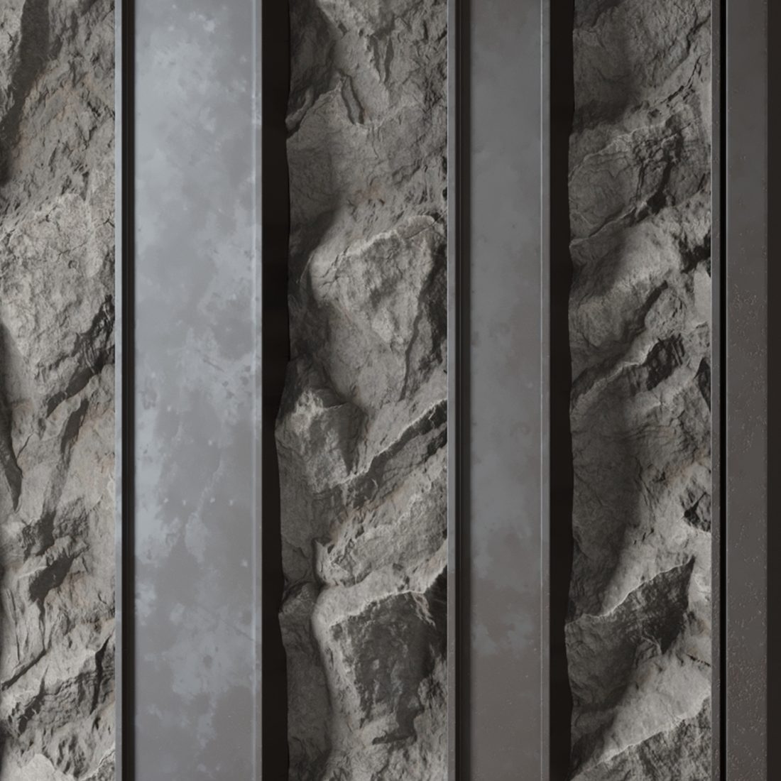 Wall Rock Panel №6 - 3D Model for VRay
