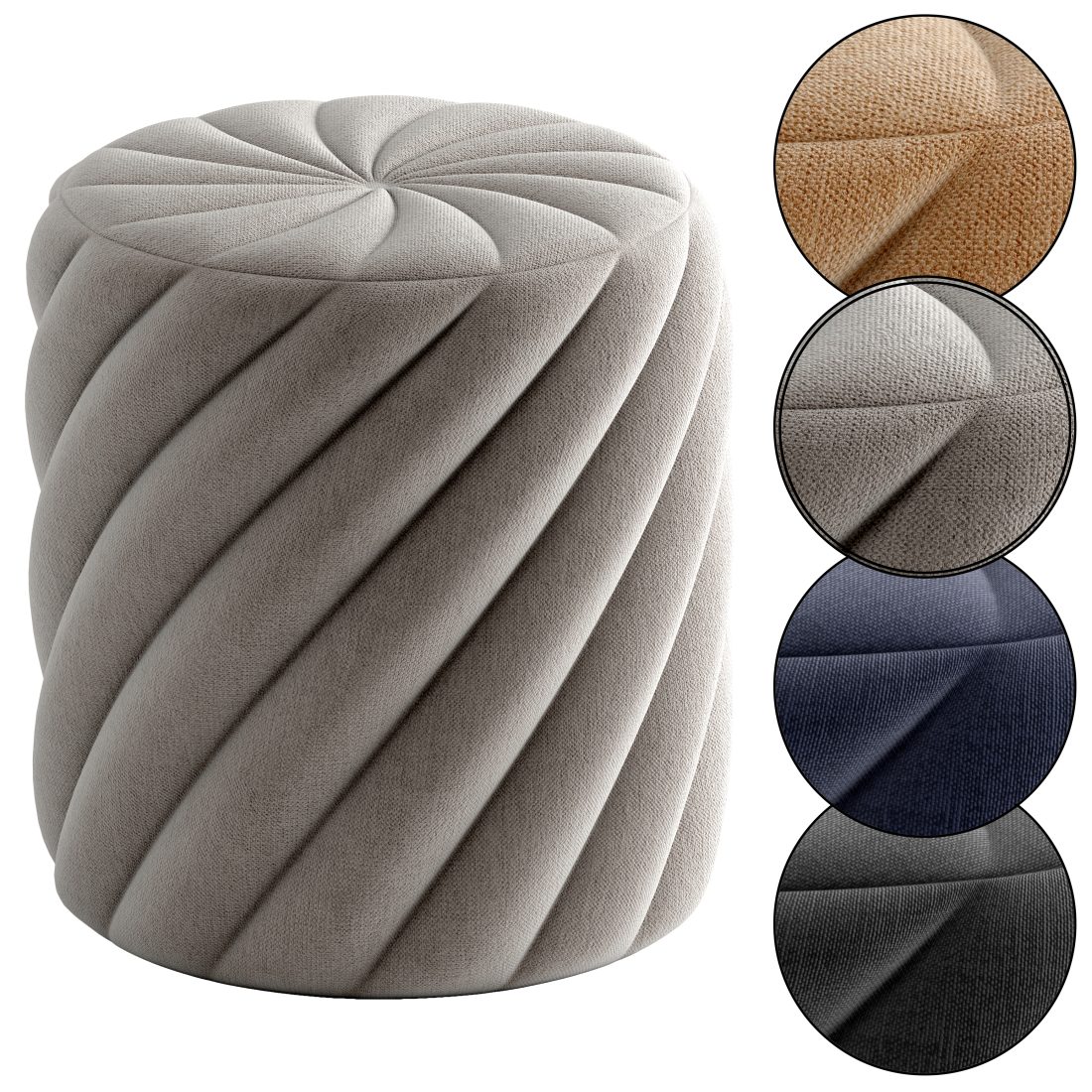 Modern Round Pouf 3D Model for VRay, Corona | CGMood