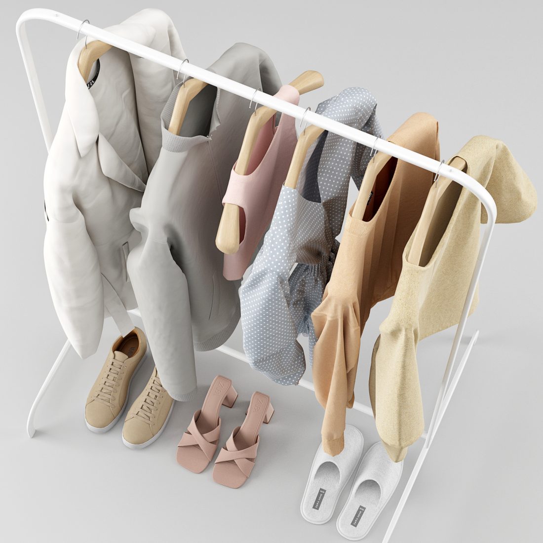 Clothes On The Rack Set 01 3D Model for VRay, Corona | CGMood