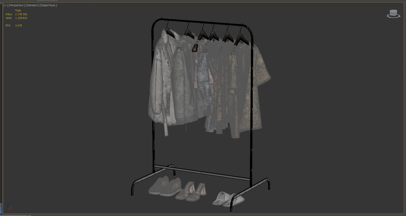 Clothes On The Rack Set 01 3D Model for VRay, Corona | CGMood