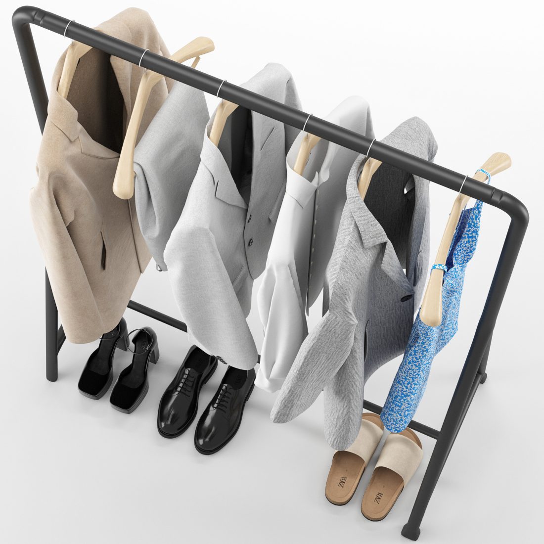 Clothes On The Rack Set 02 - 3D Model for VRay, Corona