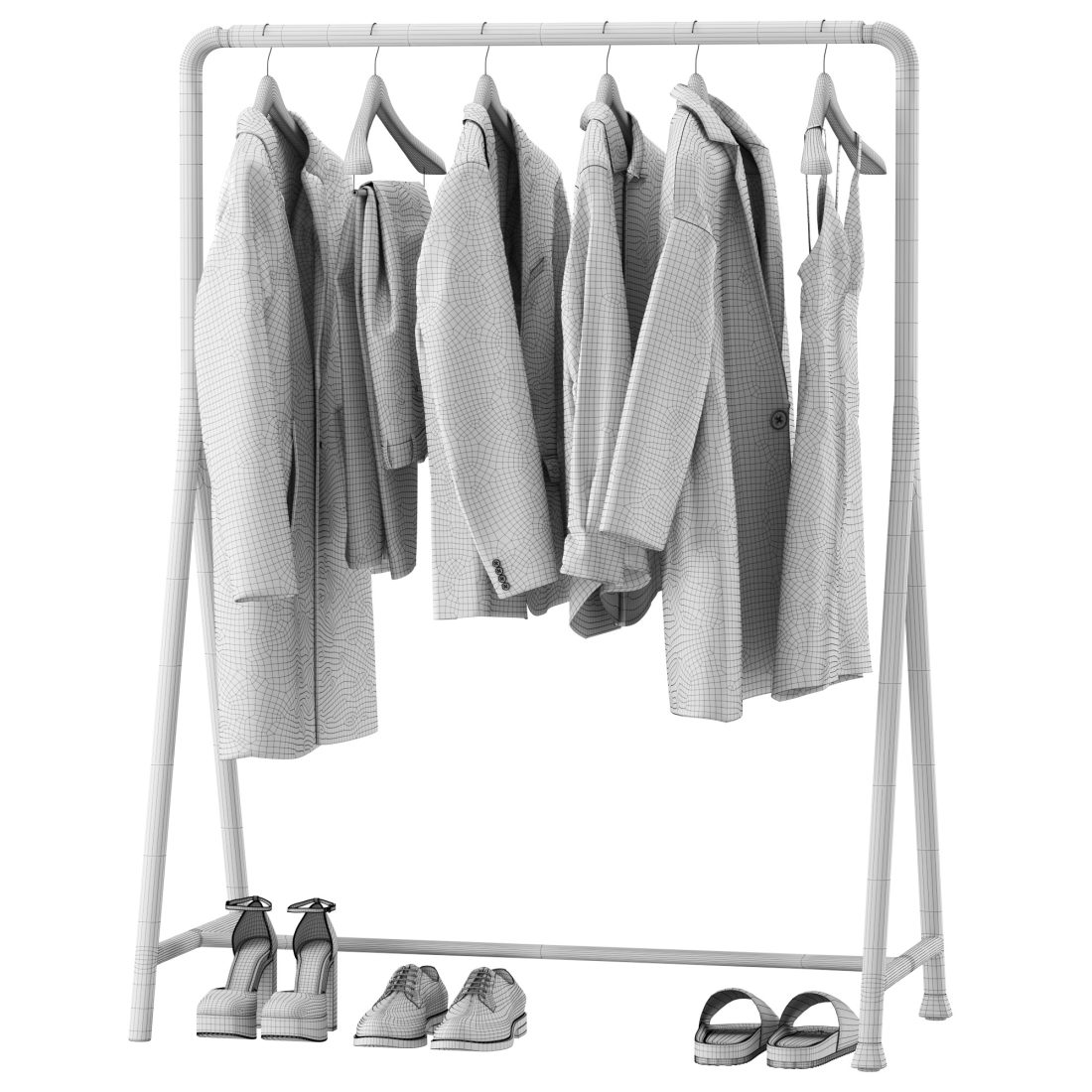 Clothes On The Rack Set 02 - 3D Model for VRay, Corona