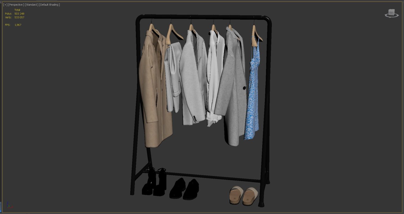 Clothes On The Rack Set 02 - 3D Model for VRay, Corona