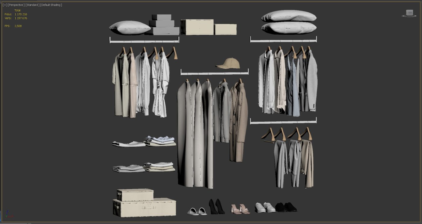 Clothes For Wardrobe Set 01 - 3D Model for VRay, Corona