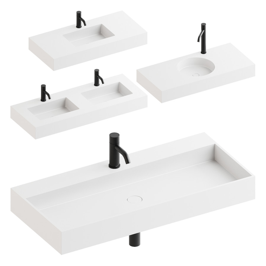 Aquabella Sinks And Falper Acquifero Faucets - 3D Model for Corona