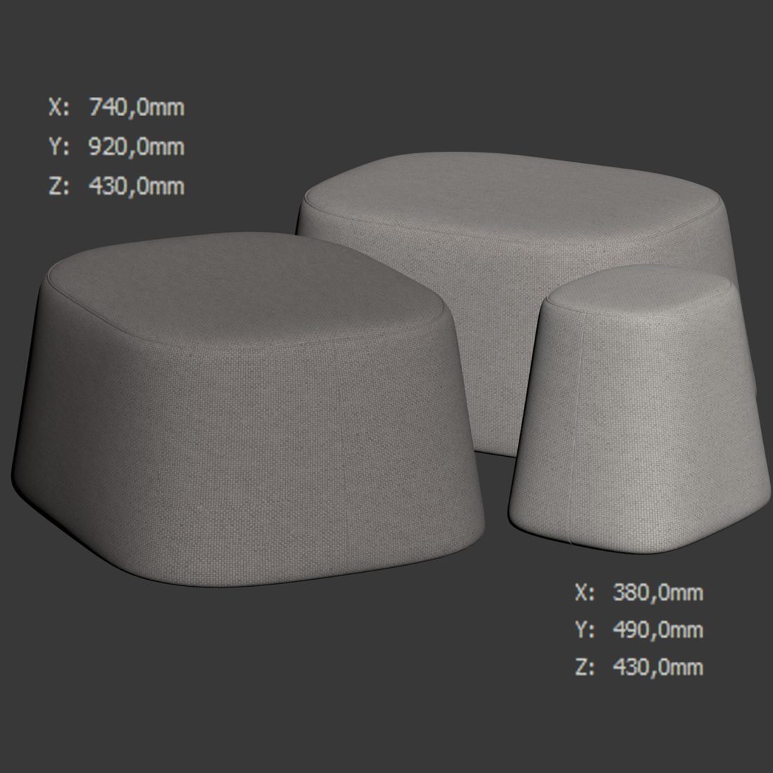 Float Poufs By Tacchini 3D Model for VRay | CGMood