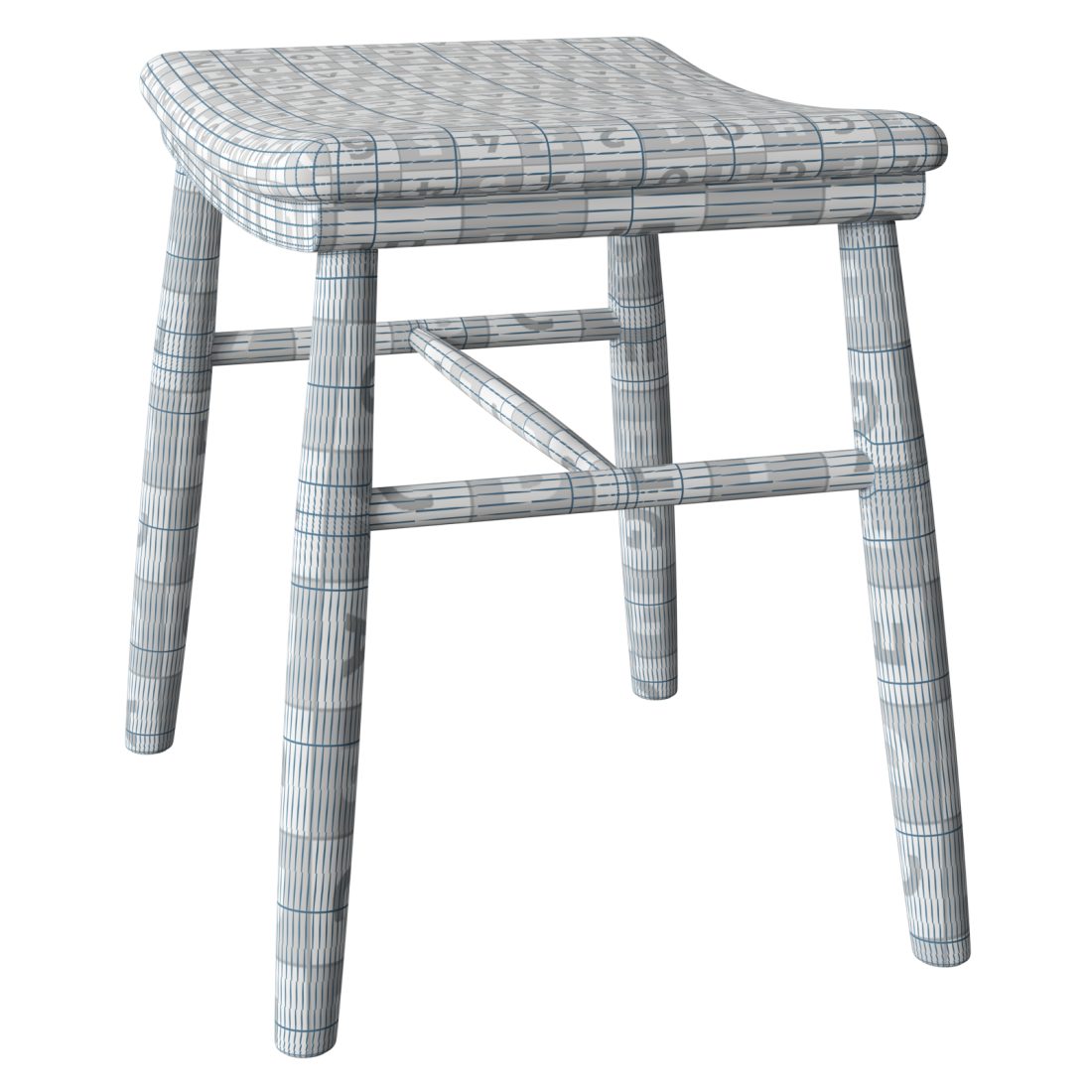 Gva Wood Makeup Stool 3D Model for VRay, Corona | CGMood