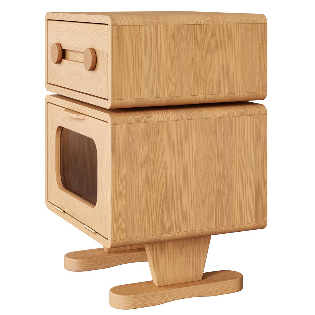 Gvawood Oak Bedside Table With Rotating Top - 3D Model for VRay, Corona