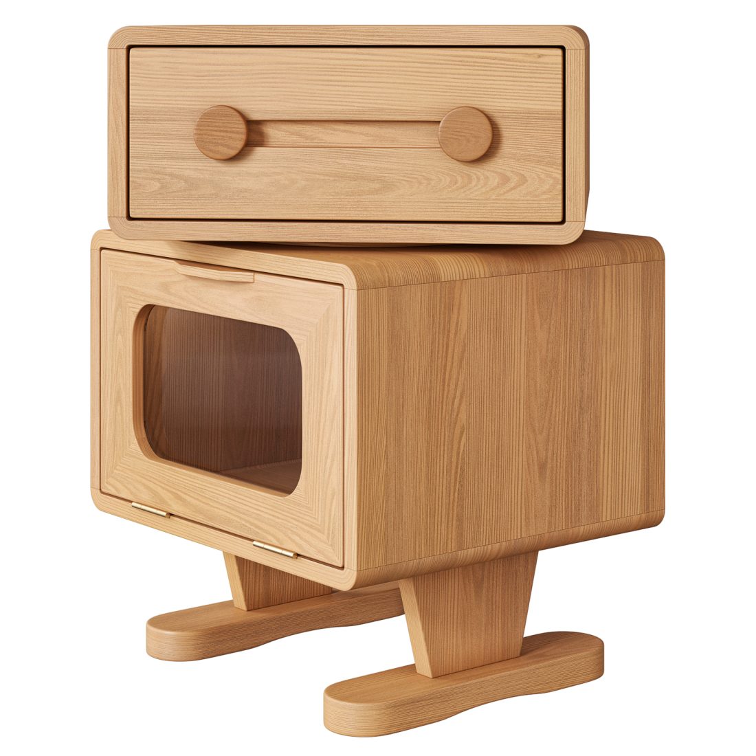 Gvawood Oak Bedside Table With Rotating Top - 3D Model for VRay, Corona
