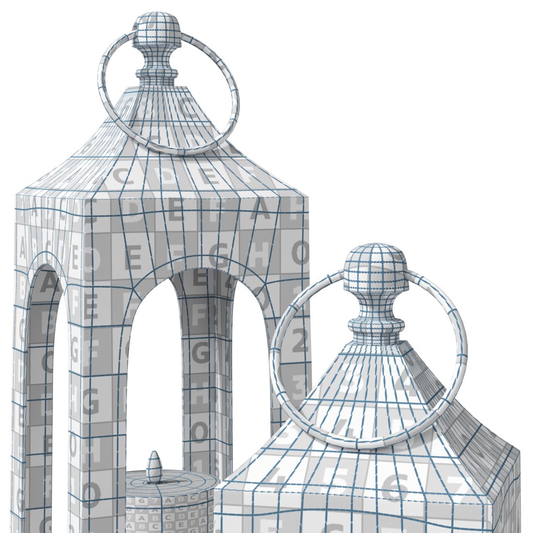 Potterybarn Caleb Handcrafted Lantern - 3D Model for VRay, Corona