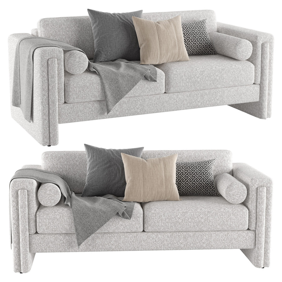 Visible White Boucle Fabric Sofa - 3D Model for VRay, Corona