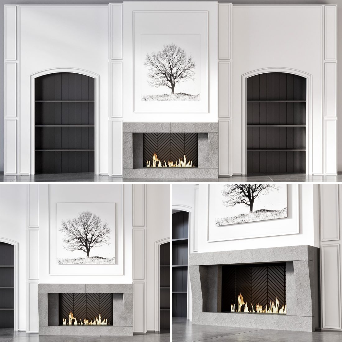 Fireplace No18 - 3D Model for VRay, Corona