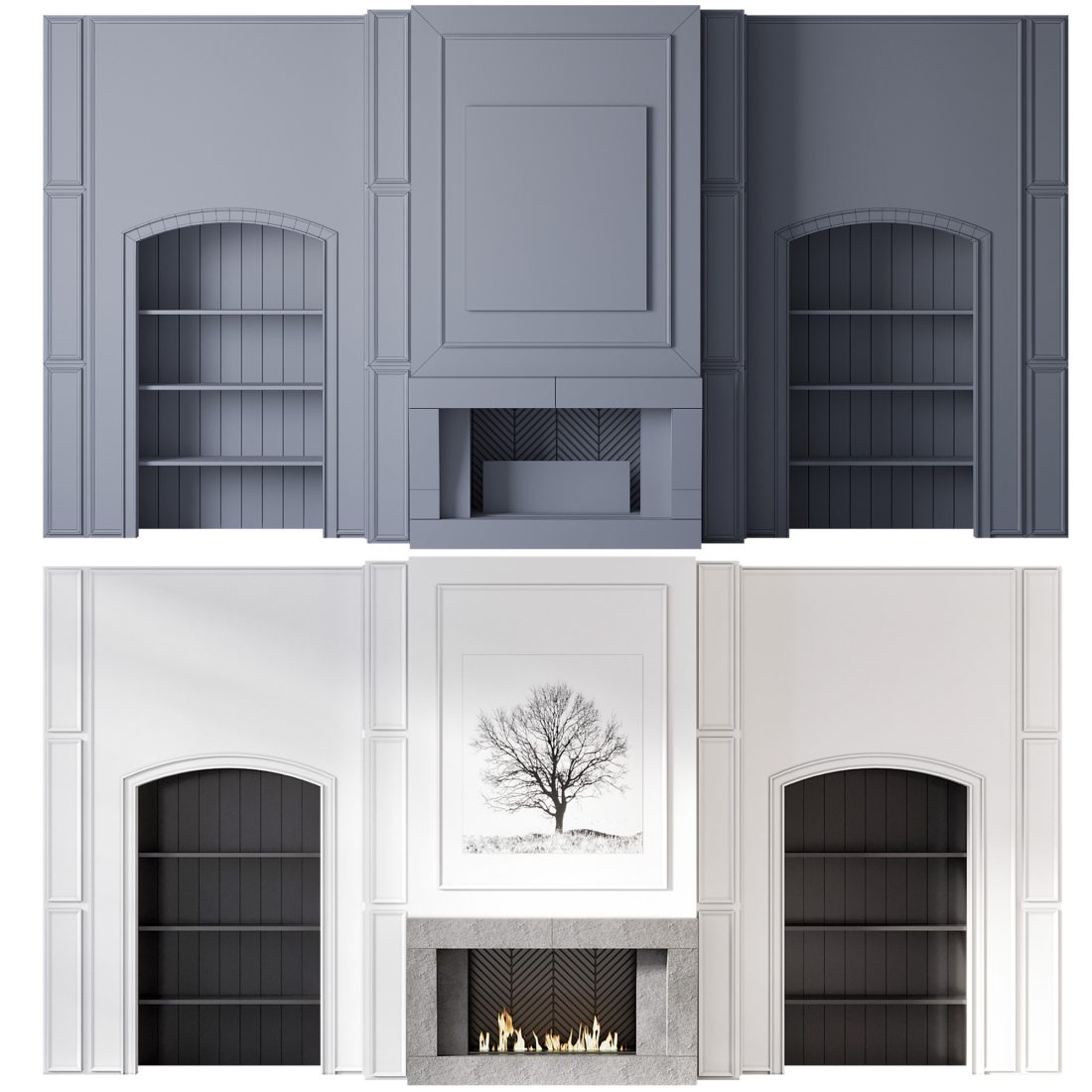 Fireplace No18 - 3D Model for VRay, Corona
