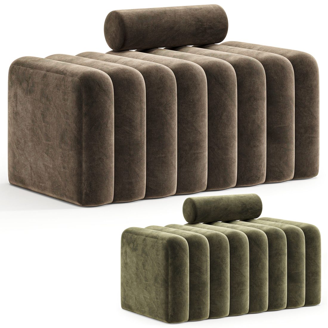 Modern Line Tufted Bench By Homary - 3D Model for Corona