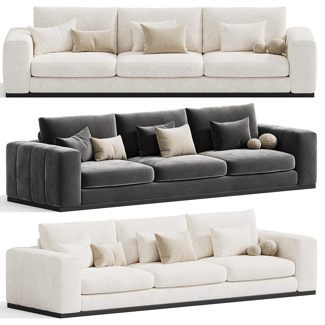 Charlie 3 Seater Sofa Charlie Collection - 3D Model for Corona
