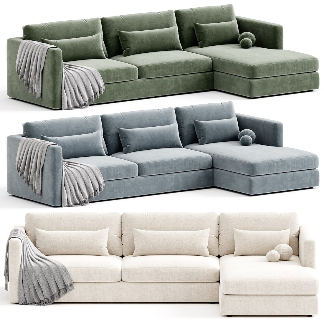 Haydon Right Chaise Sectional 3D Model for Corona | CGMood