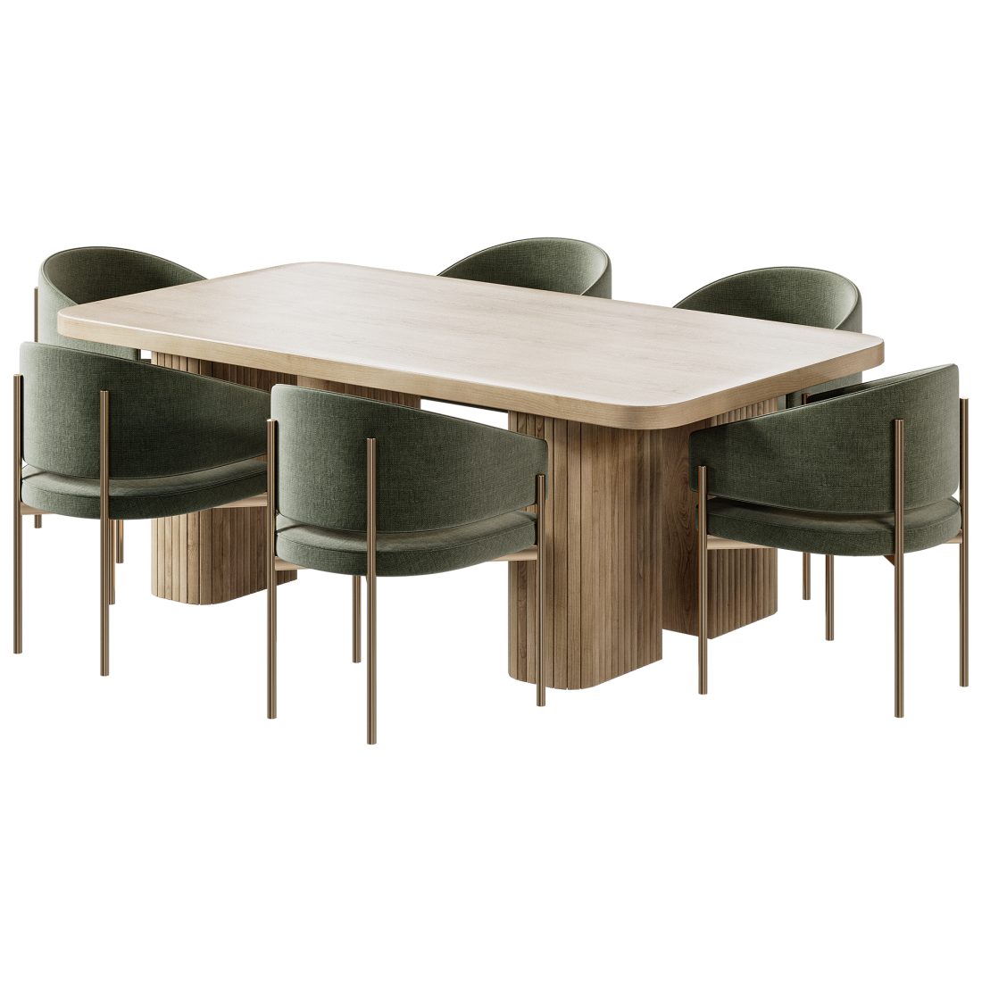 Rectangular Dining Table And Solana Chair Set 3 - 3D Model for Corona
