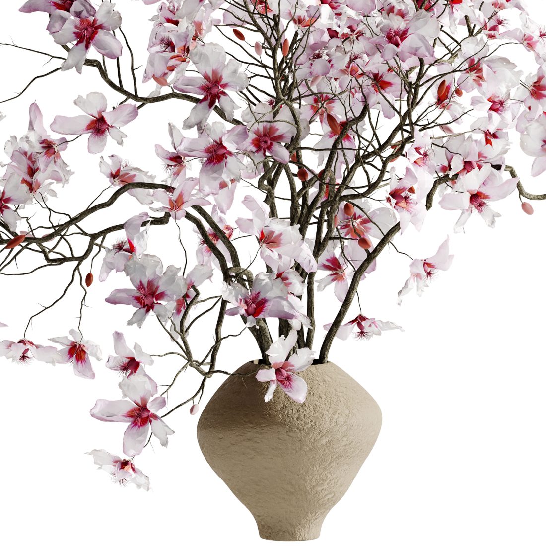 Insert Clay Pot Red Bouquet 3D Model for VRay, Corona | CGMood