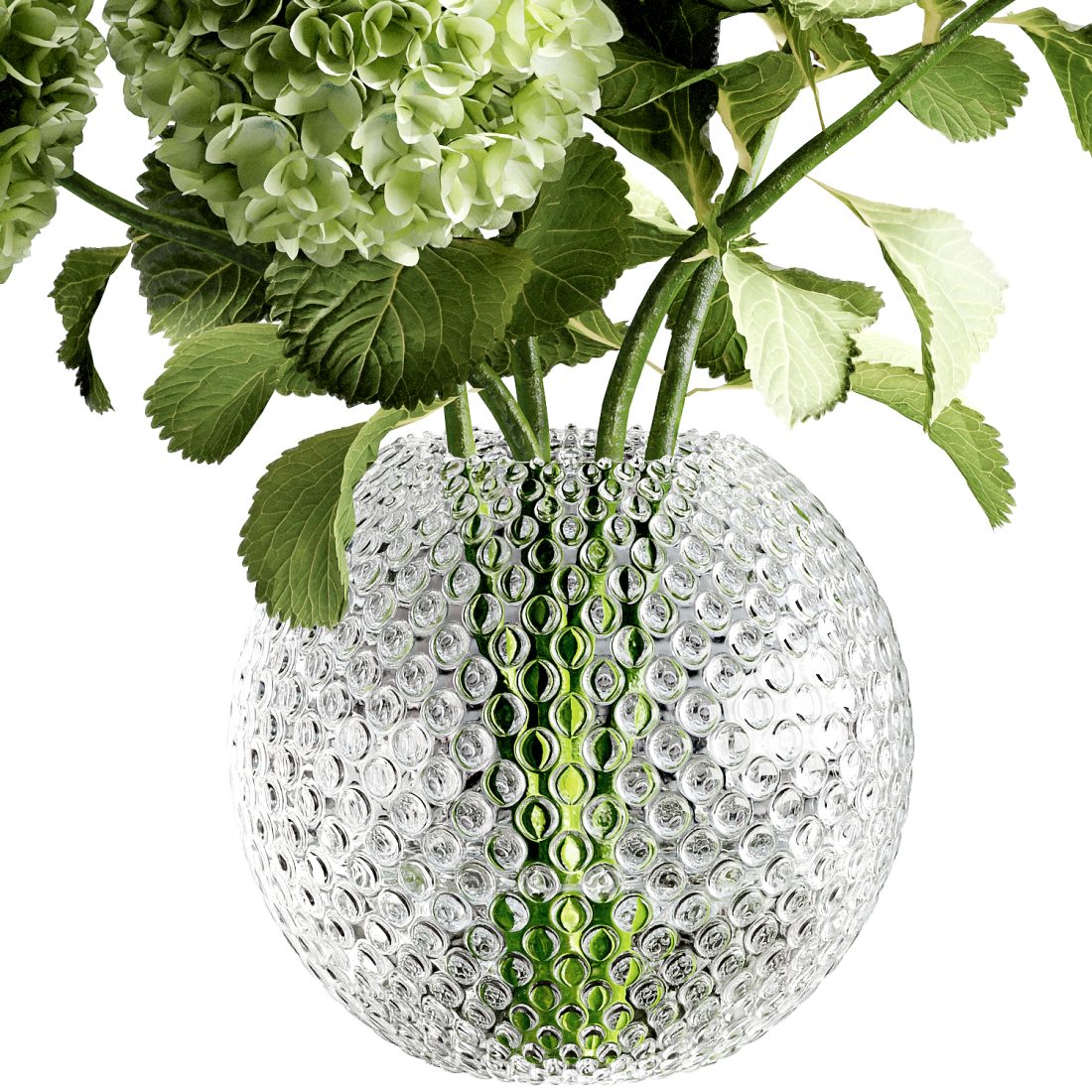Spherical Bouquet Inserted Into A Glass Vase - 3D Model for VRay, Corona