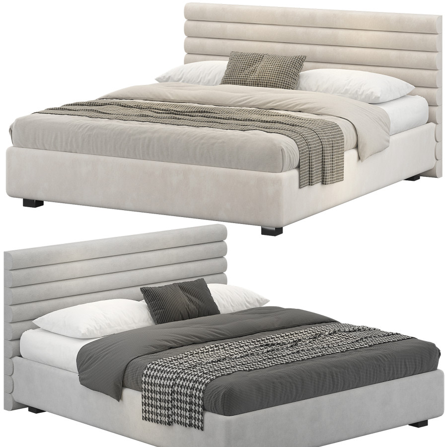 Byron Velvet Bed - 3D Model for VRay, Corona
