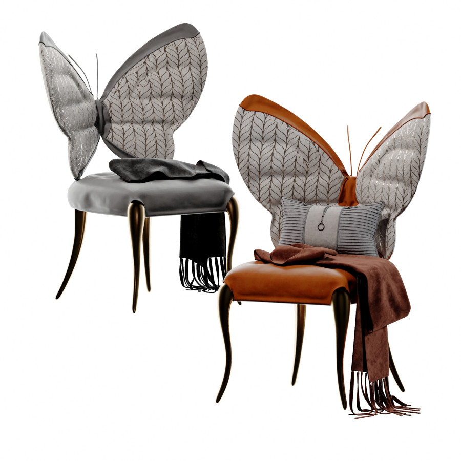Modern Light Luxury Butterfly Dining Chair Lounge - 3D Model for Corona
