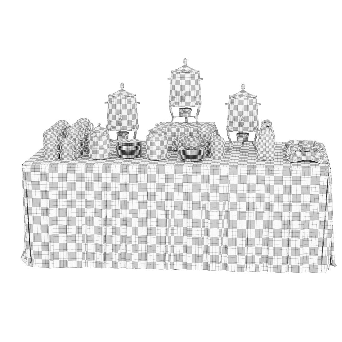 Open Buffet Set 02 - 3D Model for VRay, Corona