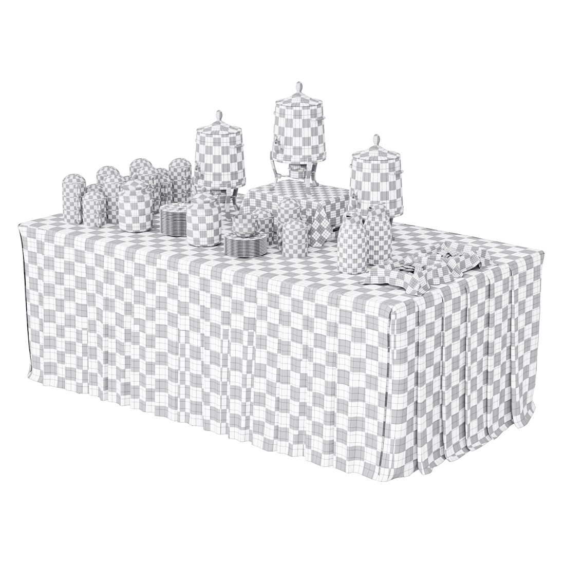 Open Buffet Set 02 - 3D Model for VRay, Corona