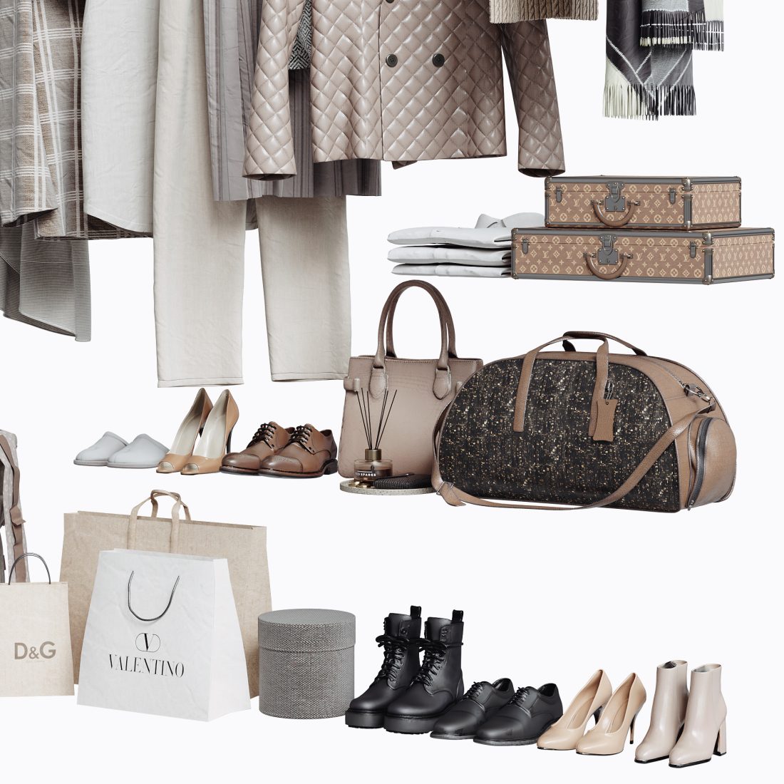 Clothing, Shoes And Accessories For Wardrobe Or Sh - 3D Model for VRay ...