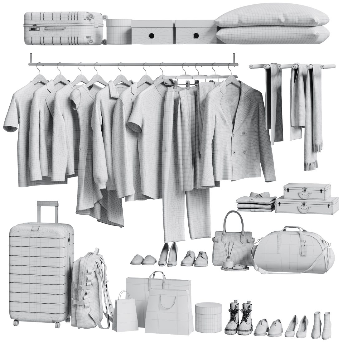 Clothing, Shoes And Accessories For Wardrobe Or Sh - 3D Model for VRay ...