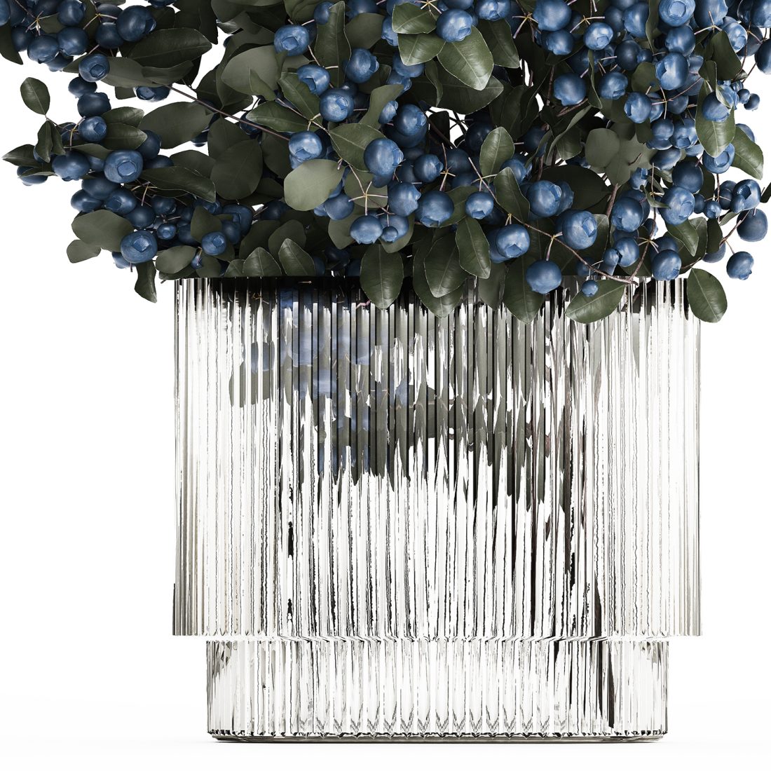 Bouquet Of Blueberry Branches In A Modern Glass 3D Model for VRay | CGMood