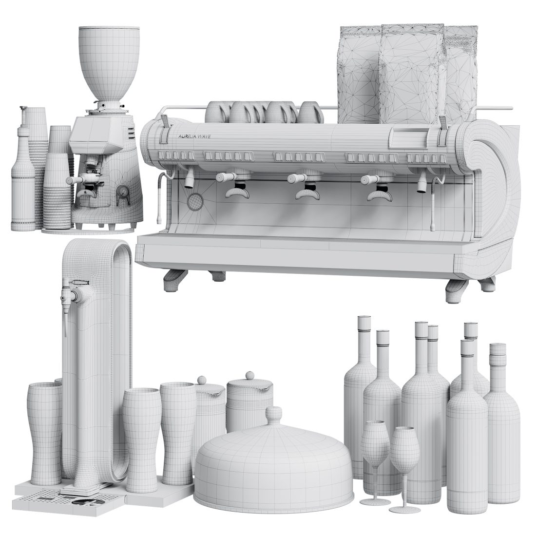 Coffee Bar Accessories 02 - 3D Model for VRay, Corona