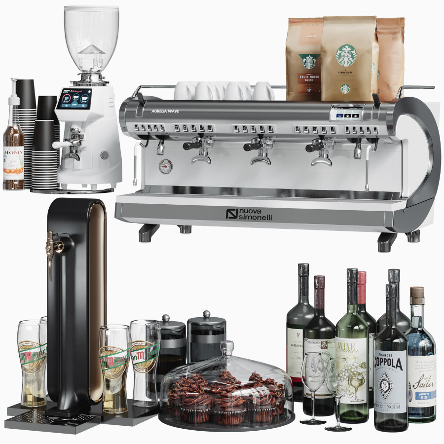 Coffee Bar Accessories 02 - 3D Model for VRay, Corona