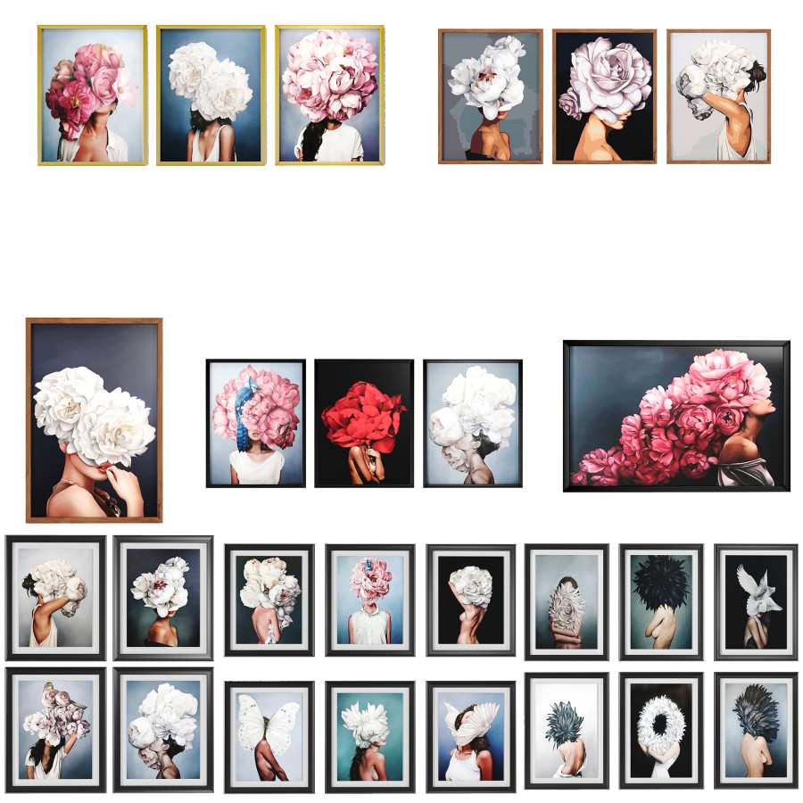 D145 27 Art Frames Flower Head And Feather Head 3D Model for VRay ...
