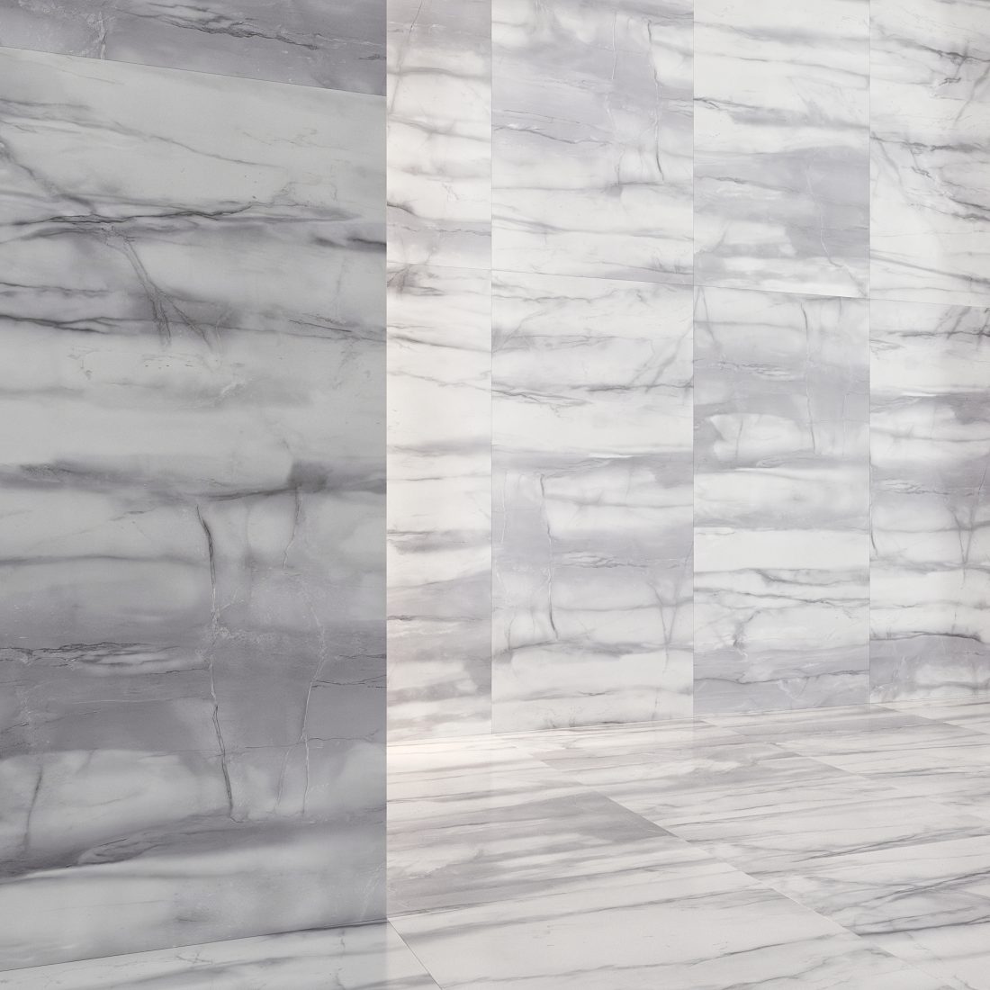 White Marble Bianco Striato / Porcelain Tile 33 - 3D Model for VRay, Corona