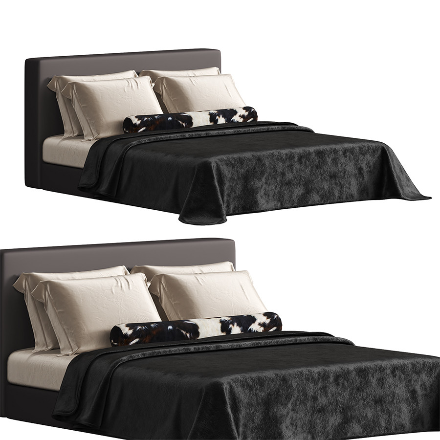 Black Corduroy Bed Velvet - 3D Model for VRay, Corona