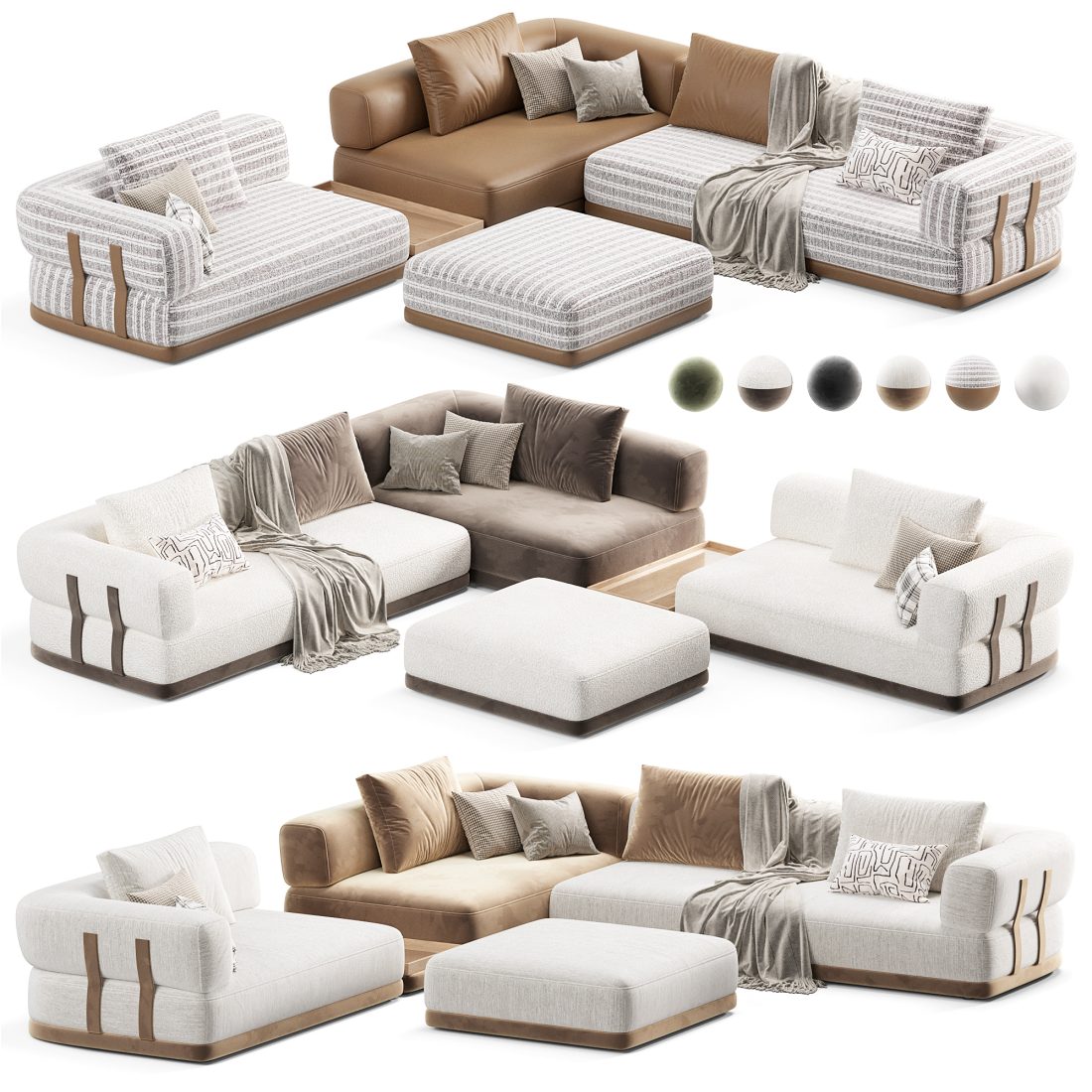 Meroni & Colzani Mediterraneo Modular Sofa - 3D Model for VRay, Corona