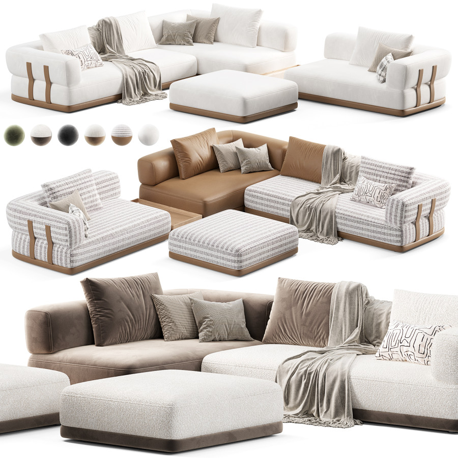 Meroni & Colzani Mediterraneo Modular Sofa 3D Model for VRay, Corona ...