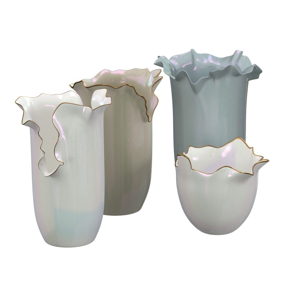 Set Of Mother-of-pearl Vases 3D Model for VRay, Corona | CGMood