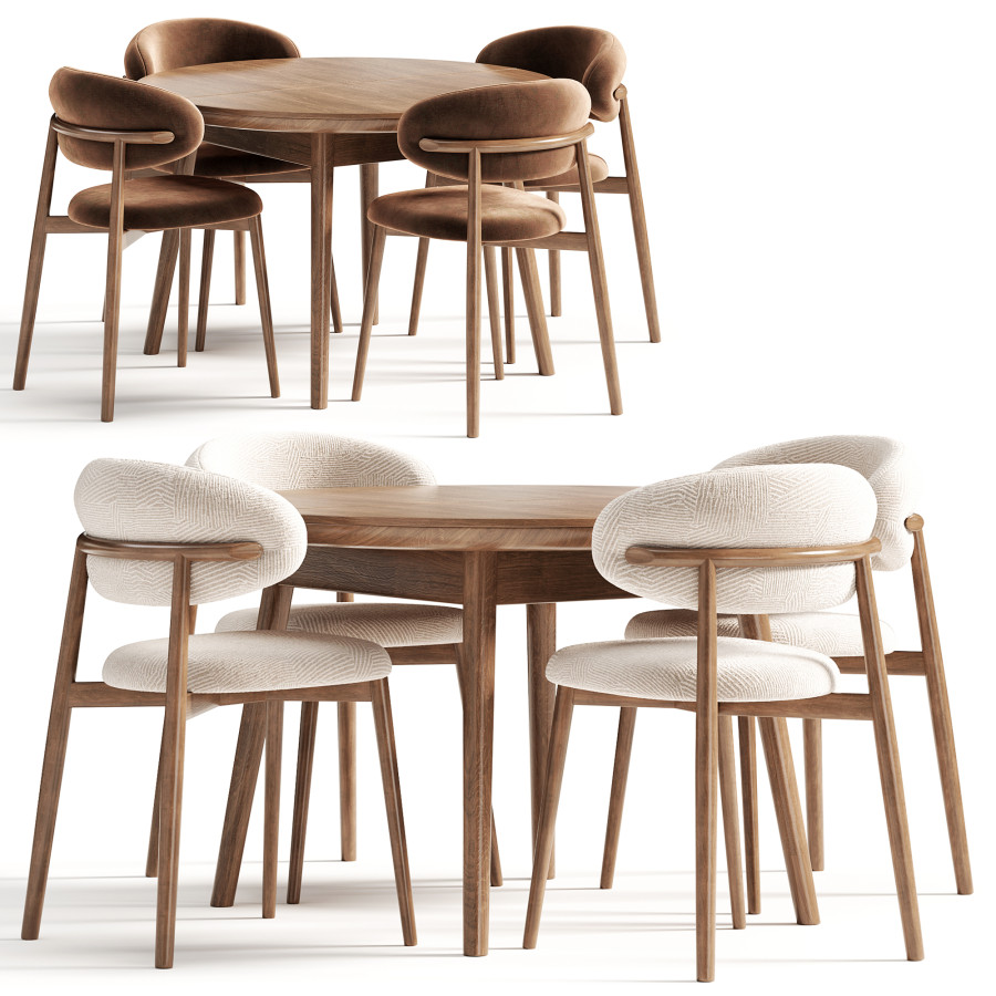 Round Dining Table - 3D Model for VRay, Corona