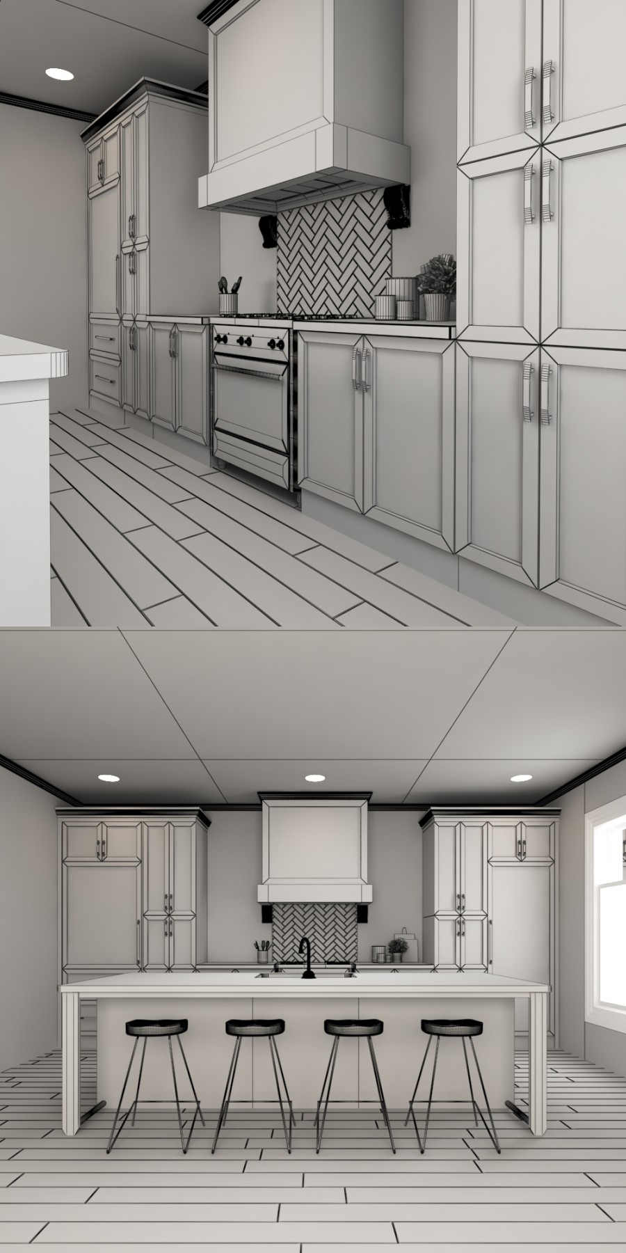 Color Kitchen - 3D Model for VRay, Corona