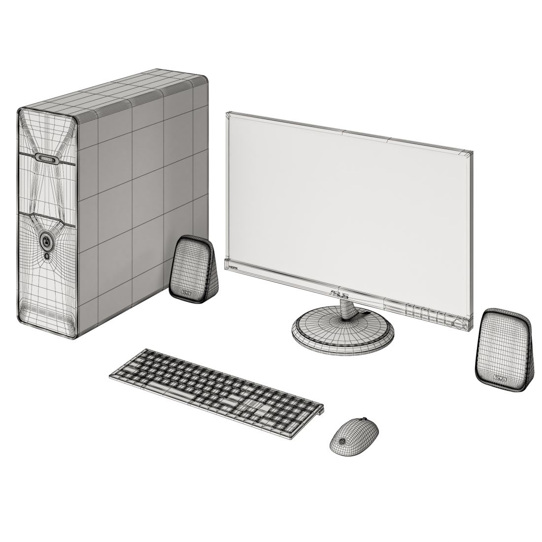 Black Pc Asus - 3D Model for VRay, Corona