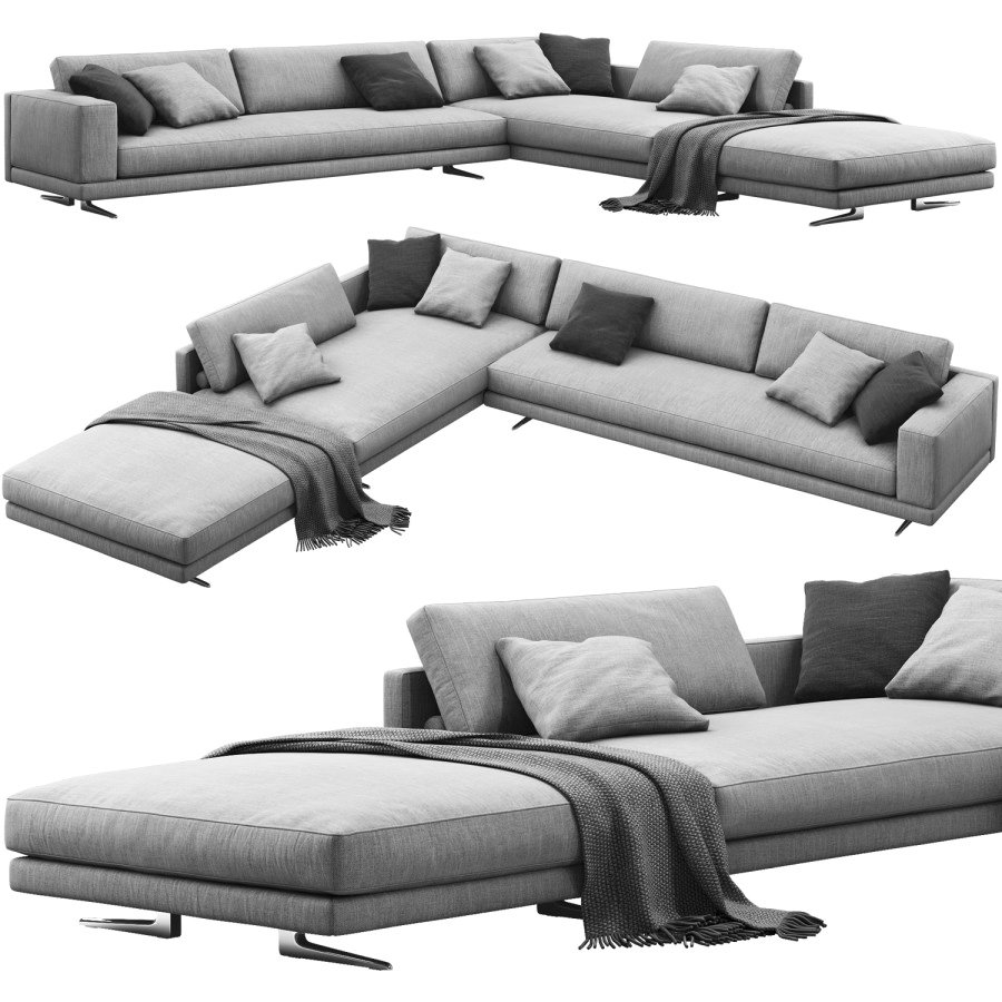 Poliform Mondrian Corner Sofa - 3D Model for VRay
