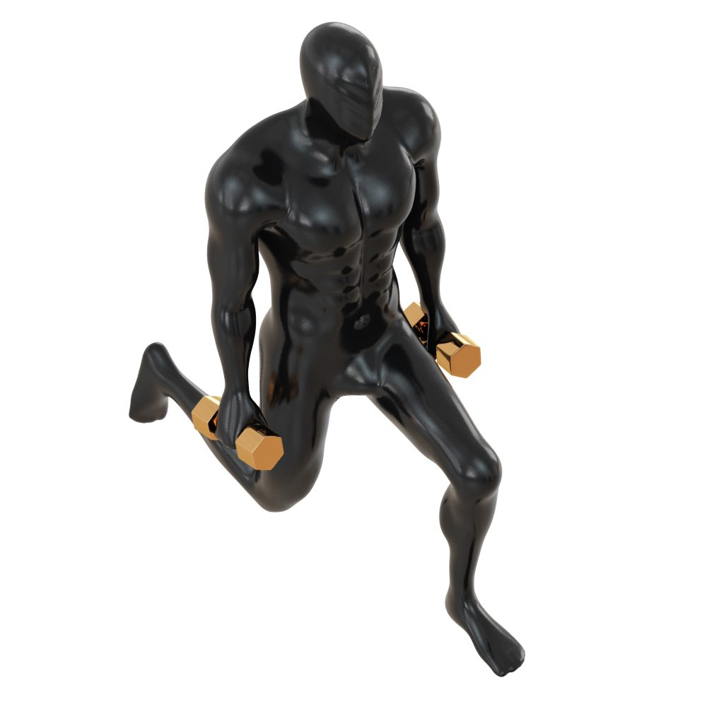 Fitness Mannequin Training With Dumbbells 142 - 3D Model for VRay