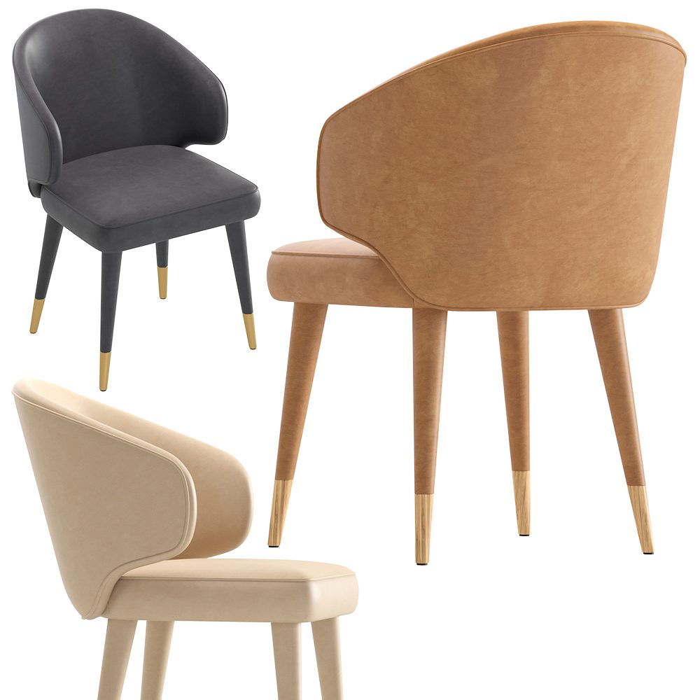 Chair Dutchbone Lunar Leather - 3D Model for Corona
