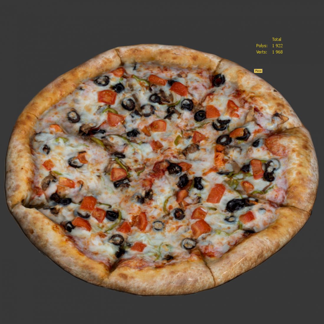 Vegetarian Pizza 35cm 3D Model for VRay, Corona | CGMood