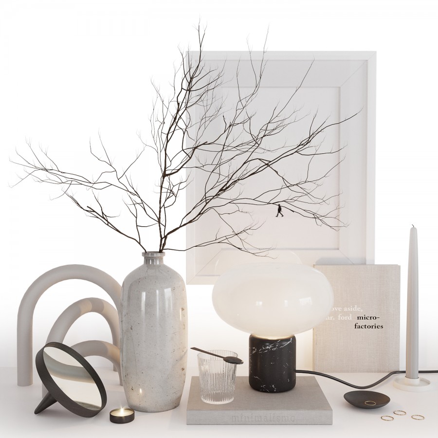White Decorative Set - 3D Model for VRay, Corona